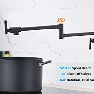 Havin Black Brass Pot Filler,Wall Mount Commercial Pot Filler Faucet,Brass Copper Material Kitchen Folding Faucet, in Wall Kitchen Faucet,Coffee Machine Faucet,Style A,Matte Black