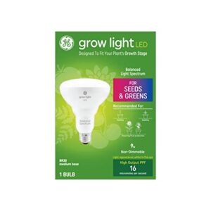 ge grow light led indoor flood light bulb, balanced light spectrum for seeds and greens, 9 watts, medium base (pack of 1)