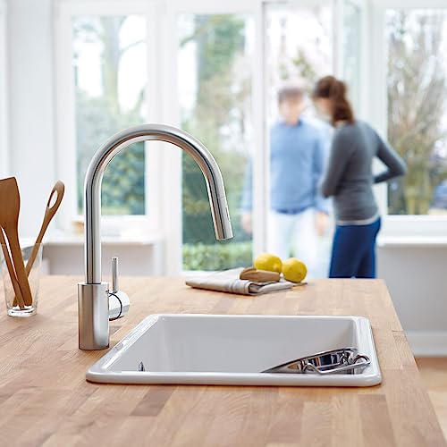 GROHE 31479DC1 Concetto Pull-down Bar Kitchen Faucet with sprayer Supersteel (Stainless Steel)