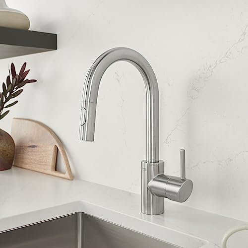 GROHE 31479DC1 Concetto Pull-down Bar Kitchen Faucet with sprayer Supersteel (Stainless Steel)