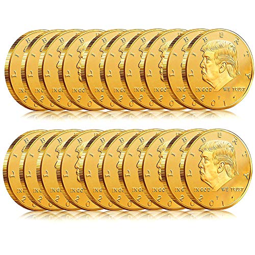 Escolourful Donald Trump Gold Coin Set, Commemorative Gold Plated Replica Coins 2017, 45th President