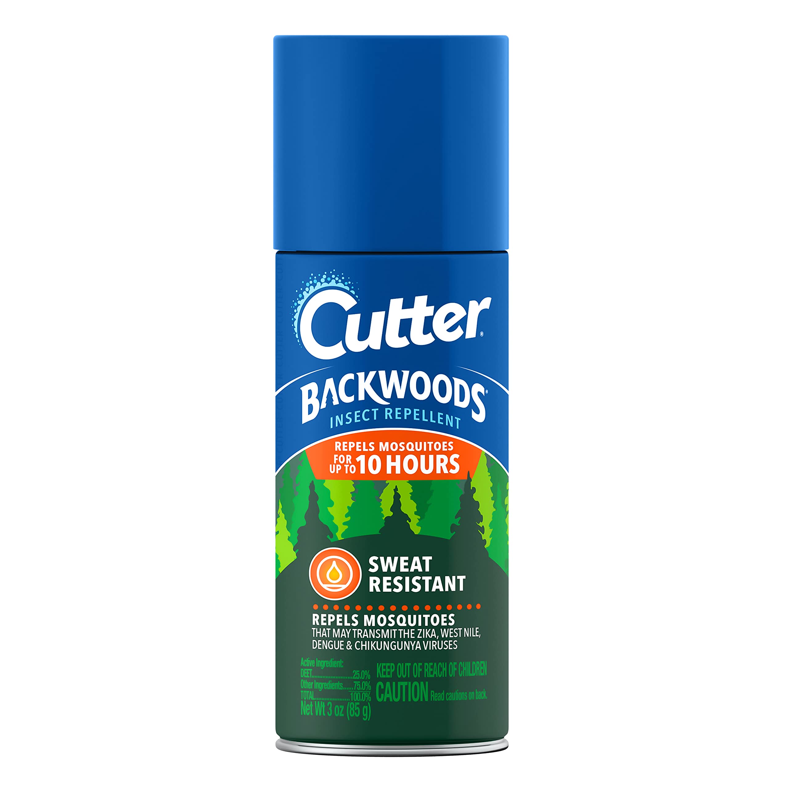 Cutter Backwoods Insect Repellent Travel Size, Repels Mosquitos for Up To 10 Hours, 25% DEET, 3 Ounce (Aerosol Spray)