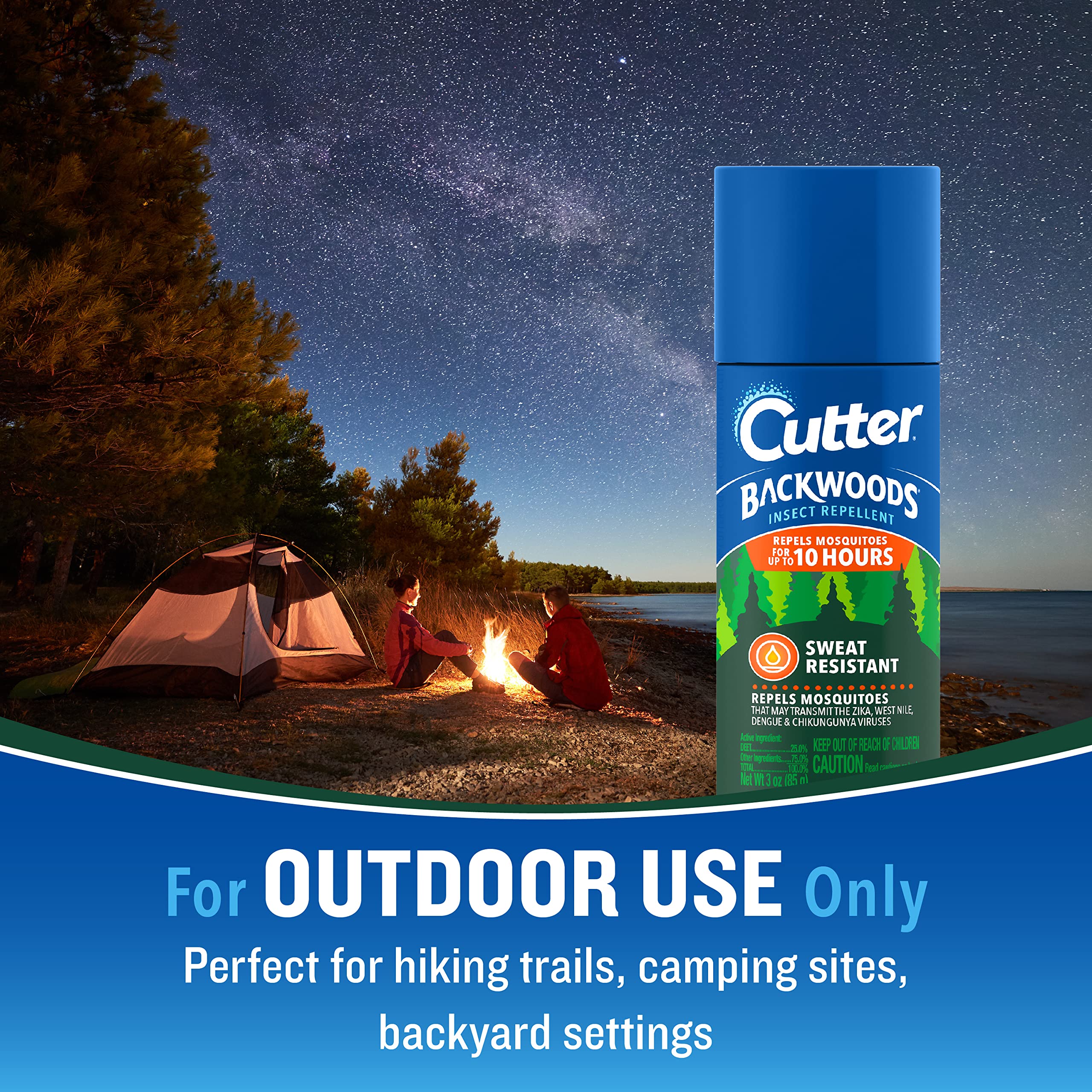 Cutter Backwoods Insect Repellent Travel Size, Repels Mosquitos for Up To 10 Hours, 25% DEET, 3 Ounce (Aerosol Spray)