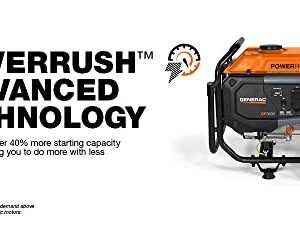 Generac 7678 GP3600 3,600-Watt Portable Generator 50-State / CARB Compliant for Reliable Power Anywhere, 24" W x 22.5" D x 21.3 H, Orange/Black