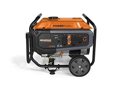 Generac 7678 GP3600 3,600-Watt Portable Generator 50-State / CARB Compliant for Reliable Power Anywhere, 24" W x 22.5" D x 21.3 H, Orange/Black