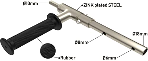 Ice Auger Drill Adapter with Handle - 18mm/0.720" Output Shaft Diameter - Steel Cordless Drill Attachment for Ice Auger Drill Conversion