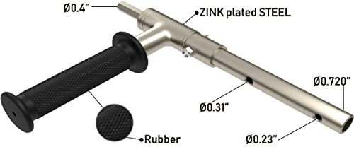 Ice Auger Drill Adapter with Handle - 18mm/0.720" Output Shaft Diameter - Steel Cordless Drill Attachment for Ice Auger Drill Conversion