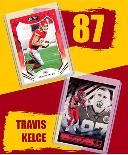 Travis Kelce Football Cards (5) Assorted Bundle - Kansas City Chiefs Trading Card Gift Set