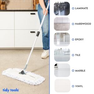 Tidy Tools Commercial Dust Mop & Floor Sweeper, 48 in. Dust Mop for Hardwood Floors, Cotton Reusable Dust Mop Head, Extendable Mop Handle, Industrial Dry Mop for Floor Cleaning & Janitorial Supplies