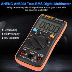 Yosooo ANENG AN8008 True-RMS Digital Multimeter AC DC Voltage Ammeter Current Ohm Meter Test Diodes Transistors Temperature Red