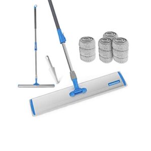 wet mop 24" microfiber mop heavy duty floor mop aluminum mop adjustable stainless steel handle 4 wet and dry clothes floor cleaning system