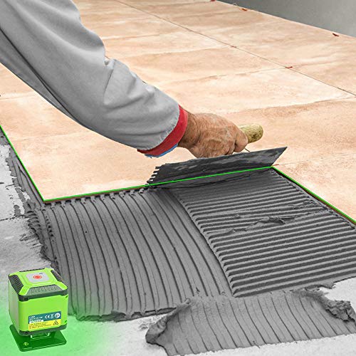 Laser Square Level Tile Laying - Huepar FL360G Floor Laser, Installation for Tile, Floor Alignment,Wallpaper 360-Degree Horizontal Line 130-Degree Vertical Line with Line-Switching Mode