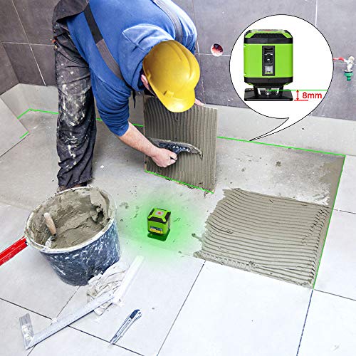 Laser Square Level Tile Laying - Huepar FL360G Floor Laser, Installation for Tile, Floor Alignment,Wallpaper 360-Degree Horizontal Line 130-Degree Vertical Line with Line-Switching Mode