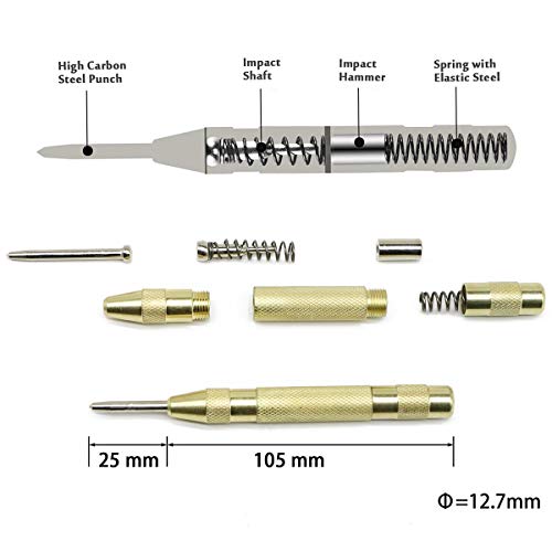 6PCS Titanium Combination Drill and Tap Bits Set, 1/4" Hex Shank HSS SAE Screw Tapping Bit with Center Punch Tool for Drilling, Tapping and Countersinking (Metric M3-M10)