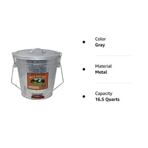 Audubon Woodlink Galvanized Steel Rustic Farmhouse Bird Food and Seed Locking Storage Bucket Bin with Scoop, Holds up to 16.5 Quarts or 25 Pounds