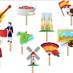 12 Old Spain Country Party Cupcake Toppers Food Picks