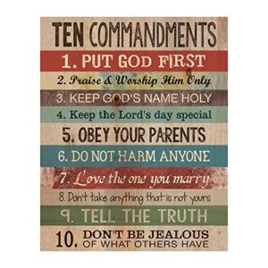 10 commandments- wall art print- 8 x 10"- distressed wood replica print-ready to frame. home decor, office decor, biblical-church wall art. great christian gift.