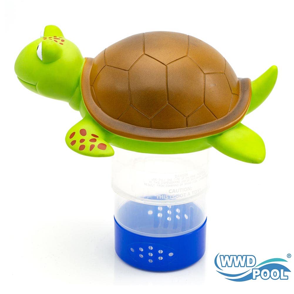 WWD POOL Premium Chlorine Floater, Animal Floating Pool Chlorine Dispenser for Chemical Tablets Fits 3 Inch Tabs Bromine Holder(Turtle)