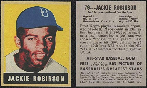 1949 Leaf #79 JACKIE ROBINSON Rookie Card Brooklyn Dodgers HOF REPRINT - Baseball Card