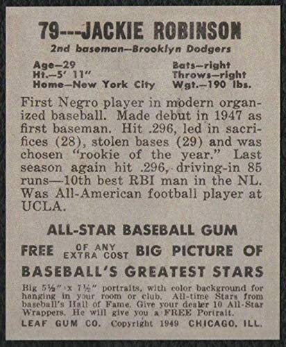 1949 Leaf #79 JACKIE ROBINSON Rookie Card Brooklyn Dodgers HOF REPRINT - Baseball Card