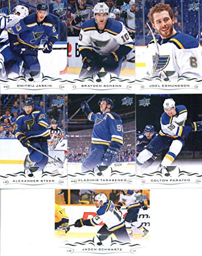 2018-19 Upper Deck Series 1 and 2 Hockey Complete St. Louis Blues Team Set of 14 Cards: Jaden Schwartz(#152), Colton Parayko(#153), Vladimir Tarasenko(#154), Alexander Steen(#155), Joel Edmundson(#156), Brayden Schenn(#157), Dmitrij Jaskin(#158), David Pe