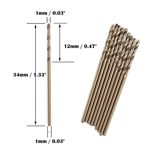 ZLYY HSS Cobalt Drill Bit, 1mm Diameter Twist Drill bits, Split Point for Drilling Metal Steel Aluminum 10Pcs