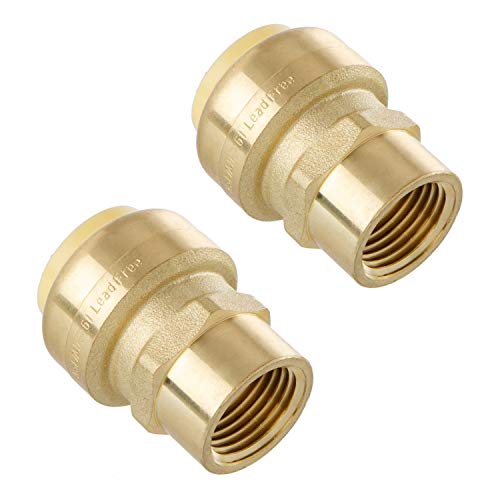 LittleWell ACPF12FPT8X2 Brass 3/4'' Push-Fit X 1/2'' NPT Female Pipe Thread Coupling (2-Pack)