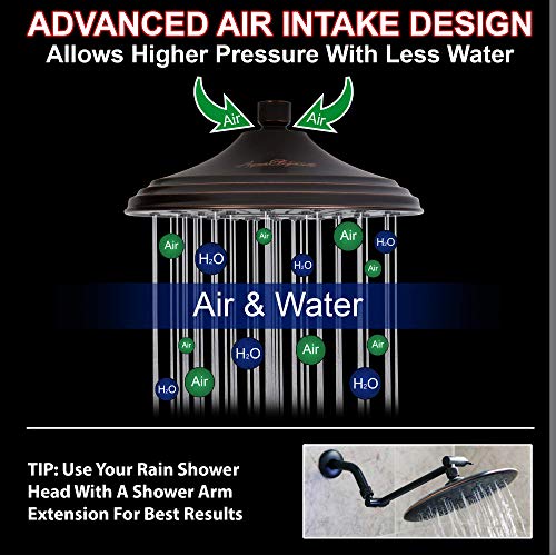 Rainfall Shower Head - 8 Inch Large Overhead Rain Showerhead With Pressure Boosting High Flow, 2.5 GPM - Oil-Rubbed Bronze