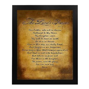 The Lord's Prayer-Antique Brown-Matthew 6: 9-13- Brown Parchment Print- 8 x 10" Wall Art- Ready to Frame. Rustic Scroll-Script Design-Home Décor, Kitchen Décor-Christian Gifts. Inspirational Prayer.