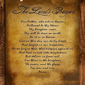 The Lord's Prayer-Antique Brown-Matthew 6: 9-13- Brown Parchment Print- 8 x 10" Wall Art- Ready to Frame. Rustic Scroll-Script Design-Home Décor, Kitchen Décor-Christian Gifts. Inspirational Prayer.