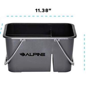 Alpine Industries 4 Compartment Plastic Cleaning Caddy – Heavy Duty Divided Cleaner & Tools Bucket for Sanitizing Commercial Bathroom Floors & Windows