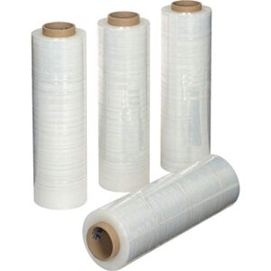 18"x 1200 ft roll 80 gauge thick, 4 pack. industrial stretch wrap for moving plastic wrap skid wrap shrink wrap, pallet shrink film ideal for furniture, boxes, pallets (clear)