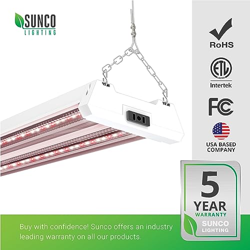 Sunco Lighting 4FT LED Grow Light for Indoor Plants 40W, Full Spectrum, Hanging Suspended Fixture, Linkable, Plug in, Greenhouse Year Round for Indoor Plants Seedlings Vegetables Flowers 4 Pack