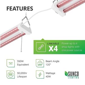 Sunco Lighting 4FT LED Grow Light for Indoor Plants 40W, Full Spectrum, Hanging Suspended Fixture, Linkable, Plug in, Greenhouse Year Round for Indoor Plants Seedlings Vegetables Flowers 4 Pack