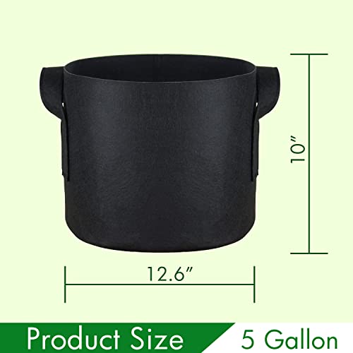 PHYEX 12-Pack 5 Gallon Nonwoven Grow Bags, Aeration Fabric Pots with Durable Handles, Come with 12 Pcs Plant Labels