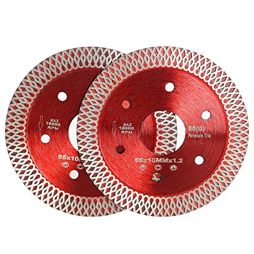 Casaverde 2 Pcs/Lot 3-3/8 Inch Diamond Porcelain Saw Blades Tile Blade for Cutting Porcelain Tile