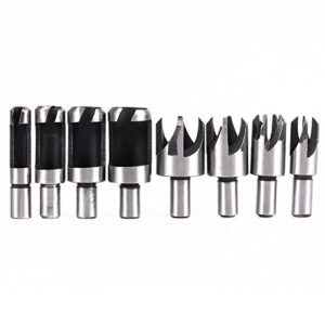 8 pcs chamfer wood plug cutter drills straight & tapered taper claw type drill bits 5/8" 1/2" 3/8" 1/4" woodworking cutting tool