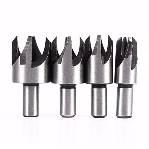 8 Pcs Chamfer Wood Plug Cutter Drills Straight & Tapered Taper Claw Type Drill Bits 5/8" 1/2" 3/8" 1/4" Woodworking Cutting Tool