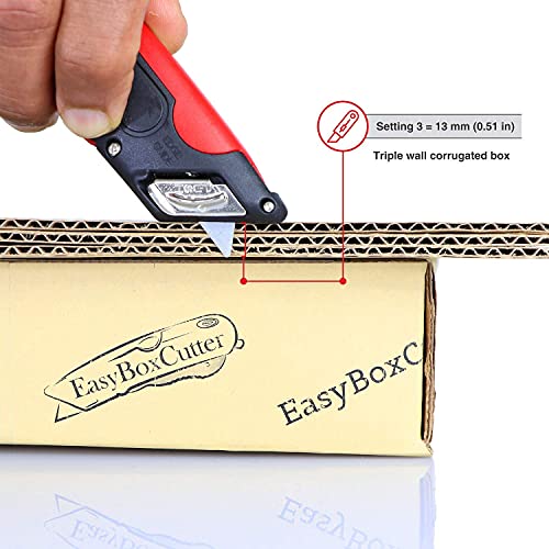 EasyCut 2000 Safe Retractable Box Cutting Utility Knife, Red, 09638