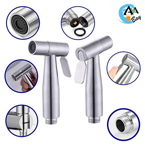 AVAbay Stainless Steel Sprayer Head-Bidet Spray w/Brushed Chrome Finish - Cloth Diaper Shattaf - Pet Wash