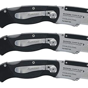 Folding Sure-Grip Lock Back Utility Knives Multi Pack (3 Piece Set: 3 x Husky Knives w/Blades) (Colors Vary) (Multi Pack)