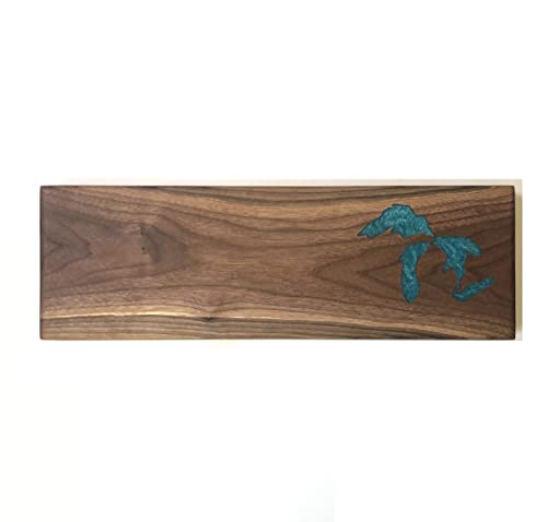 Great Lakes Black Walnut Charcuterie Board 20 x 6.5 x 1 With Built in Handles and Rubber Feet