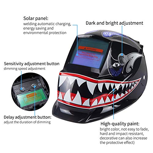 Holulo Welding Helmet Solar Power Auto Darkening Wide Viewing Field Professional Hood for MIG TIG ARC MMA