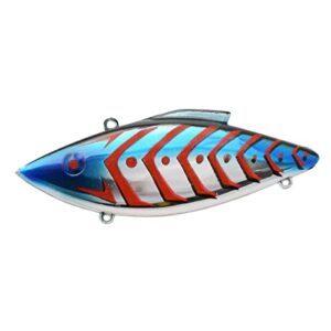 bill lewis lures lifelike vibrations rat-l-trap 1/2 oz lipless crankbait fishing wobble sinking lure for black bass, trout, walleye, pike, salmon, chrome-red bones