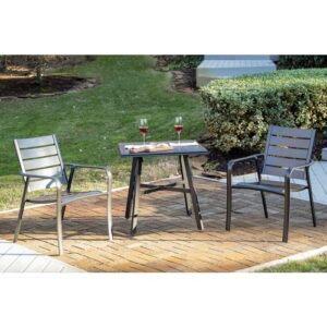 Hanover Cortino 3-Piece Grade Bistro Set Commercial Outdoor Furniture, Gunmetal