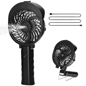 peyou handheld misting fan, portable mister fan with 55ml large water tank, usb rechargeable mist fan, battery operated spray water fan, 180° foldable, 3 speeds, personal fan for travel, outdoors