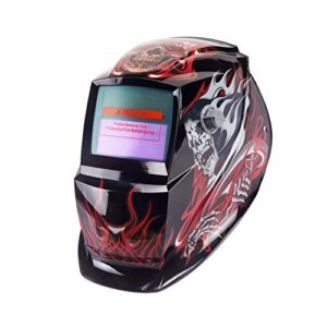 holulo solar power auto darkening welding helmet wide viewing field welder hood for mig tig arc cap mask (ghost of death)