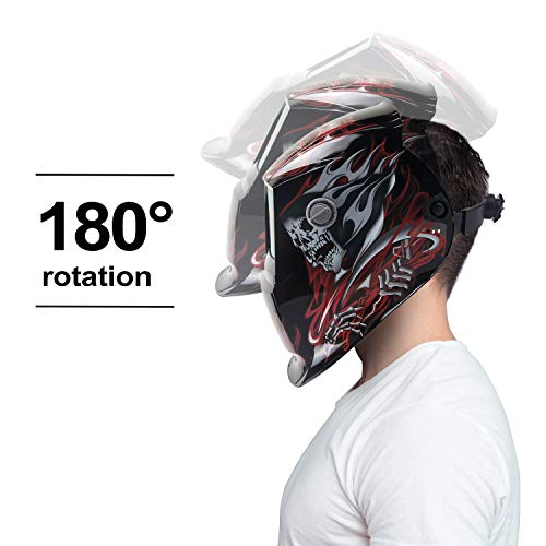 Holulo Solar Power Auto Darkening Welding Helmet Wide Viewing Field Welder Hood for MIG TIG ARC Cap Mask (Ghost of Death)