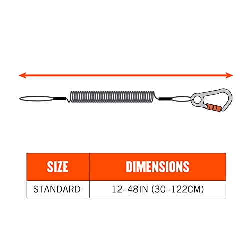 Coil Tool Lanyard with Loop End and Carabiner, Tool Weight Capacity 2 lbs, Ergodyne Squids 3156 , Black