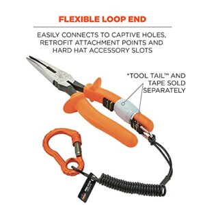 Coil Tool Lanyard with Loop End and Carabiner, Tool Weight Capacity 2 lbs, Ergodyne Squids 3156 , Black